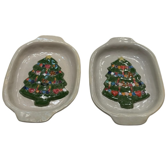 Homemade | Holiday | Vintage Two Cream White Christmas Tree Pottery ...